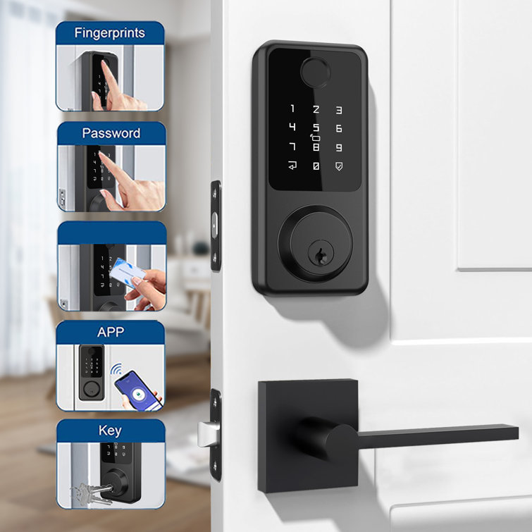 Secusly Serrure de porte intelligente à empreinte digitale avec poignée levier - Wayfair Canada